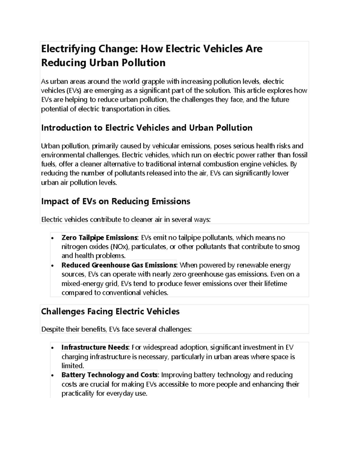 Electrifying Change How Electric Vehicles Are Reducing Urban Pollution ...