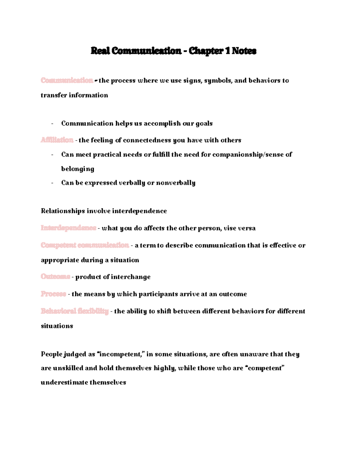Real Communication Chapter 1 Notes Studocu
