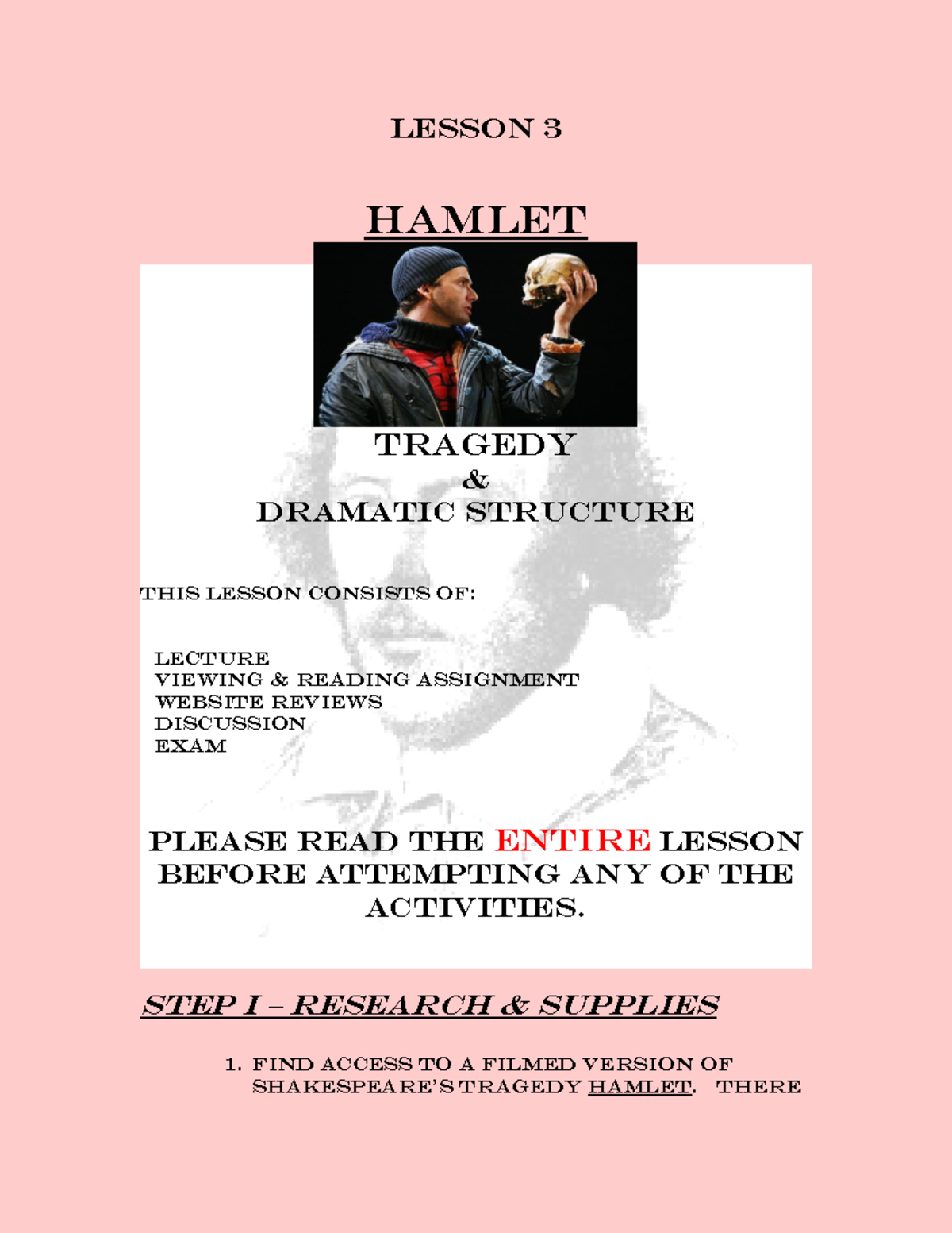 Lesson 3 - PDF - Lesson 3 Hamlet Tragedy & Dramatic Structure This ...