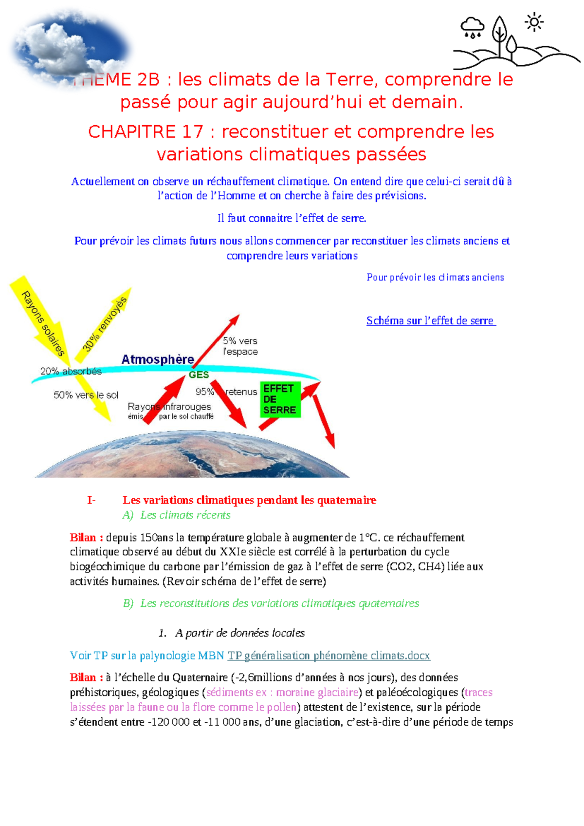 Chapitre 17 - cours sur le climat conséquence du réchauffement ...
