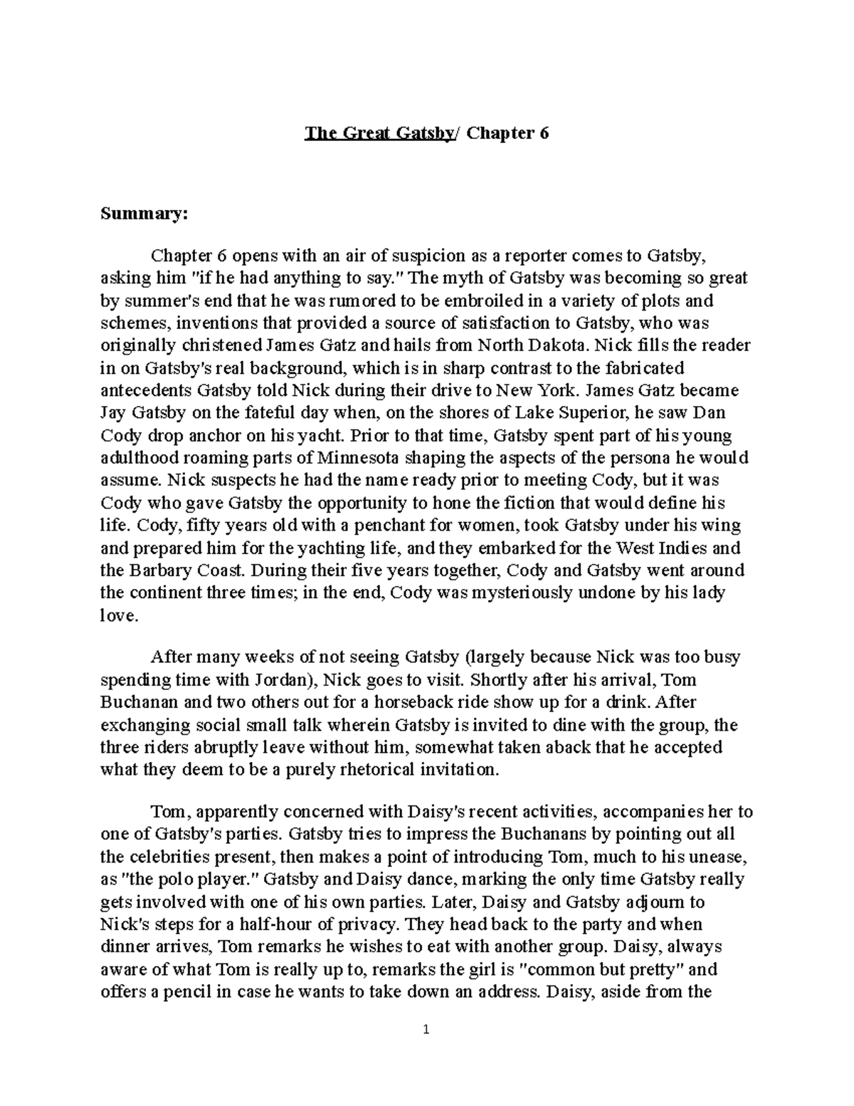 6 Summary And Analysis Of Chapter 6 Great Gatsby The Great Gatsby