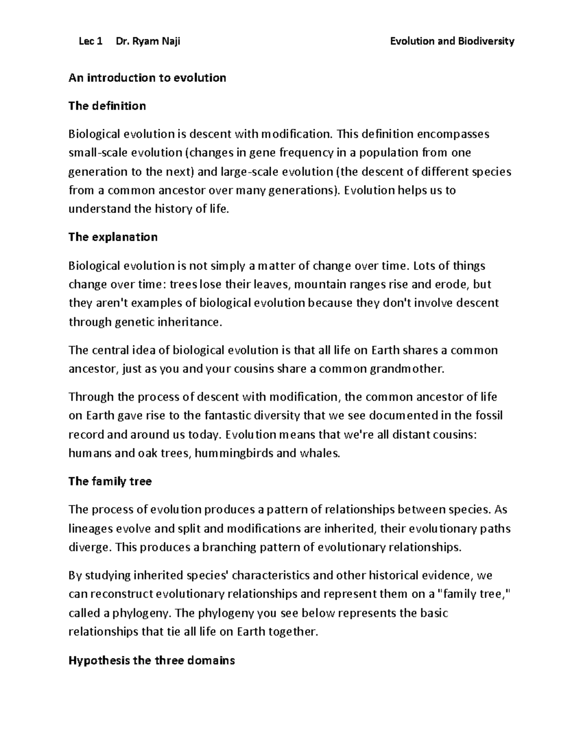 An introduction to evolution - This definition encompasses small-scale ...