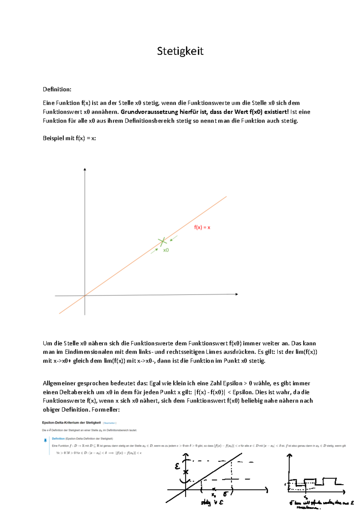 Stetigkeit - Stetigkeit Definition: Eine Funktion f(x) ist an der ... Stetigkeit - Stetigkeit Definition: Eine Funktion f(x) ist an der ...