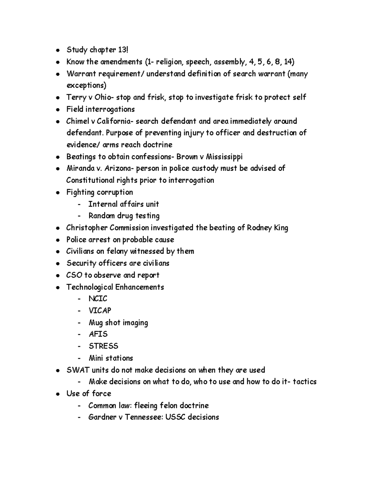 Police Final Review - Professor Kohl - Study chapter 13! Know the ...