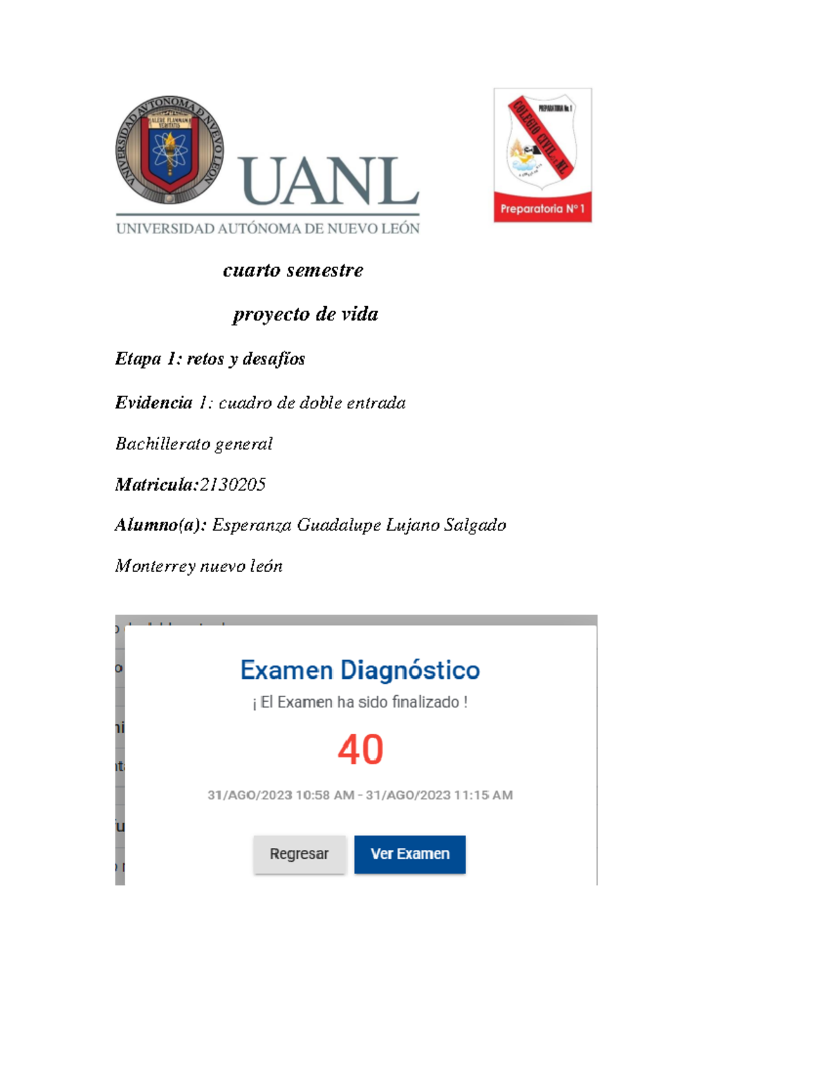 EGLS EV1 PDV - TAREA DE EVIDENCIA 4 PROYECTO DE VIDA - cuarto semestre proyecto de vida Etapa 1 ...