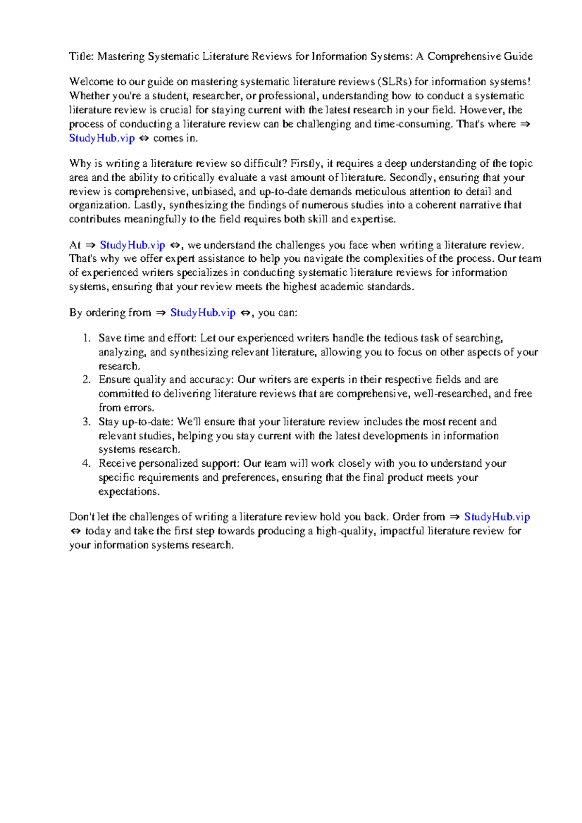 Systematic Literature Review Information Systems - Title: Mastering ...