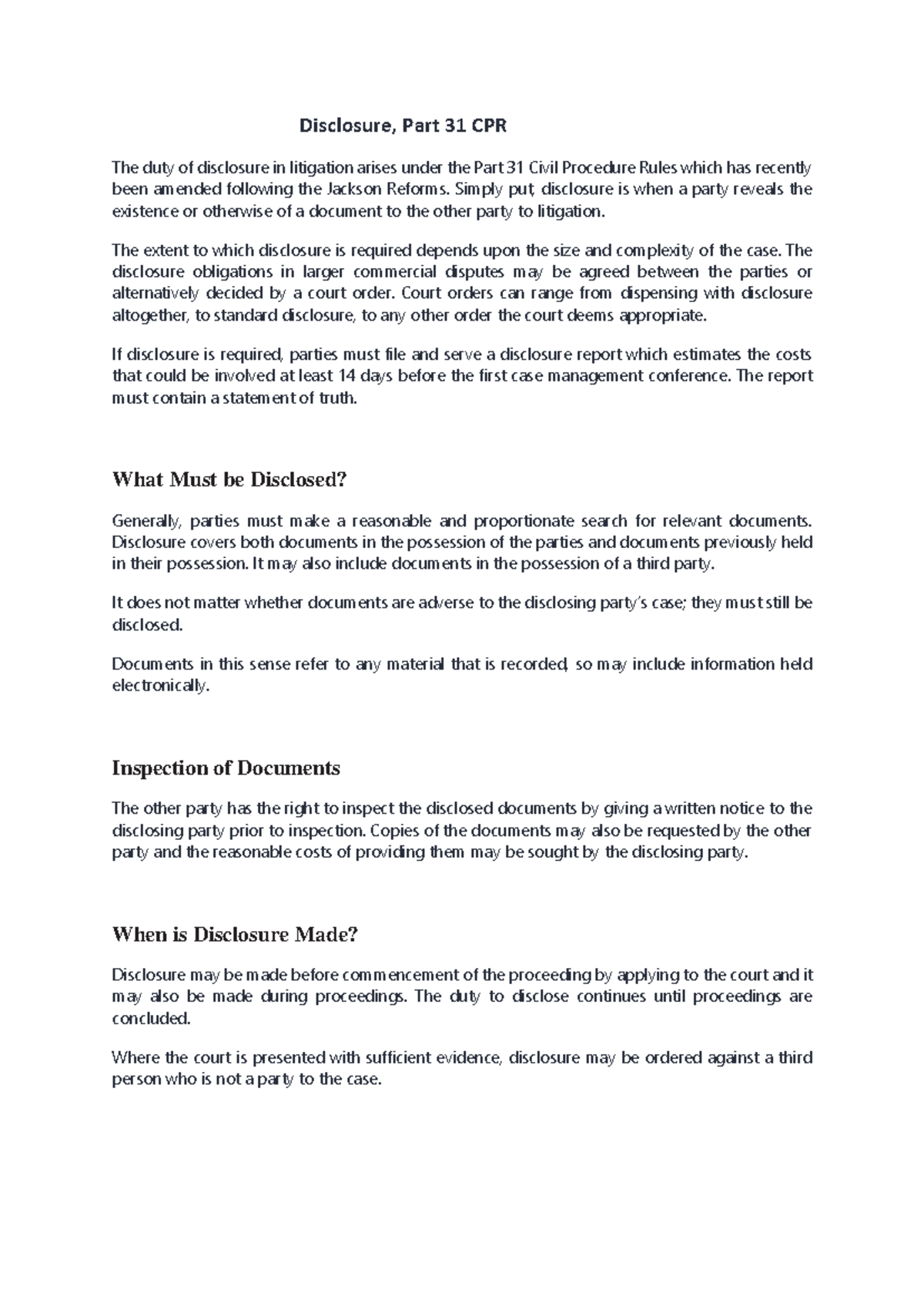 Disclosure Part 31 - very helpful for understanding of civil procedure ...