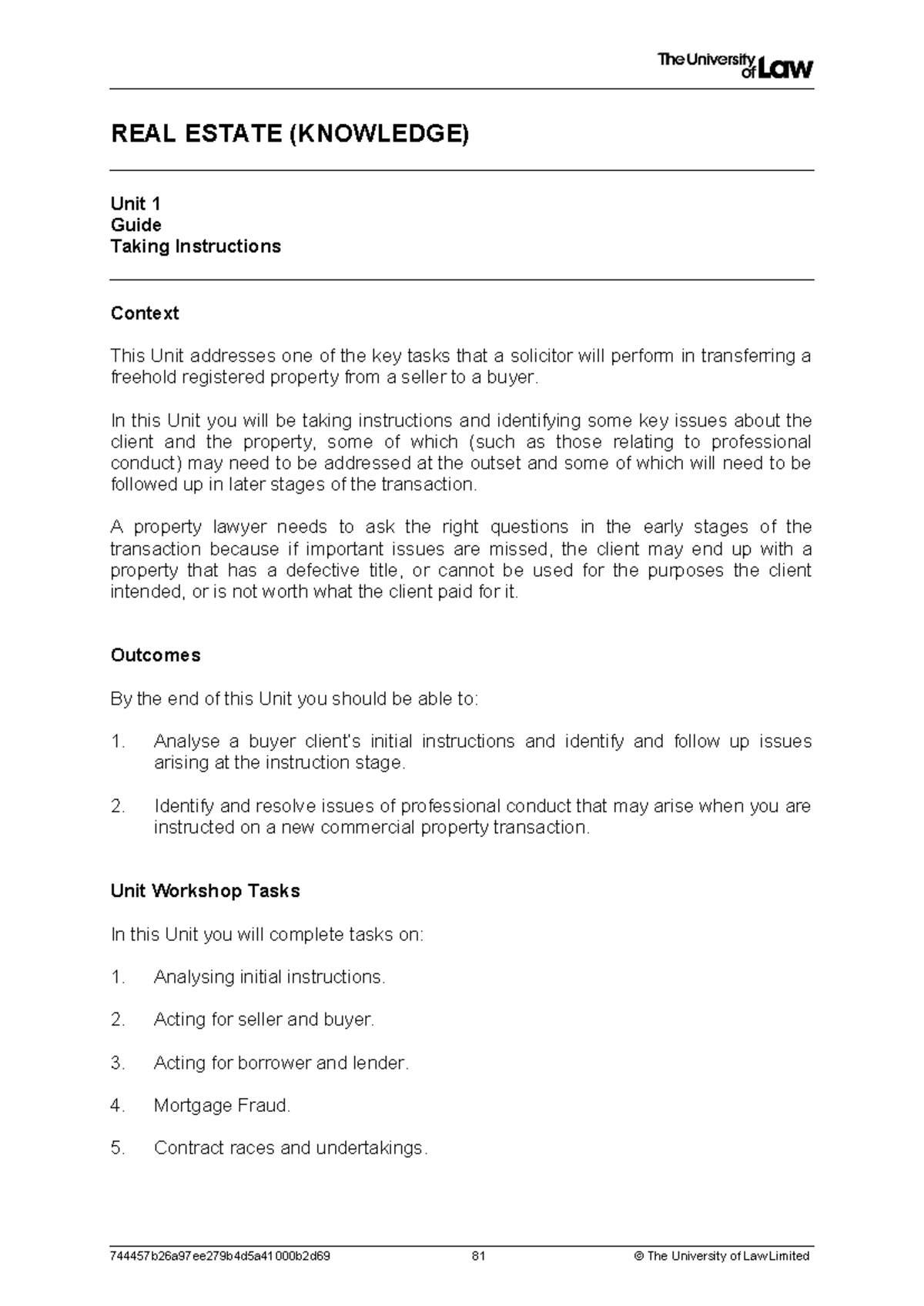 2324 re ws01 ce01 guide - workshop 1 - REAL ESTATE (KNOWLEDGE) Unit 1 ...