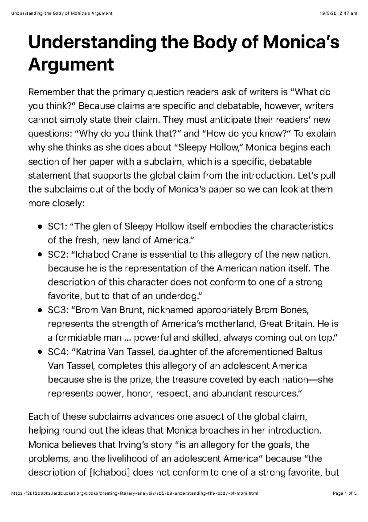 1. Understanding the Body of Monica’s Argument - Understanding the Body ...