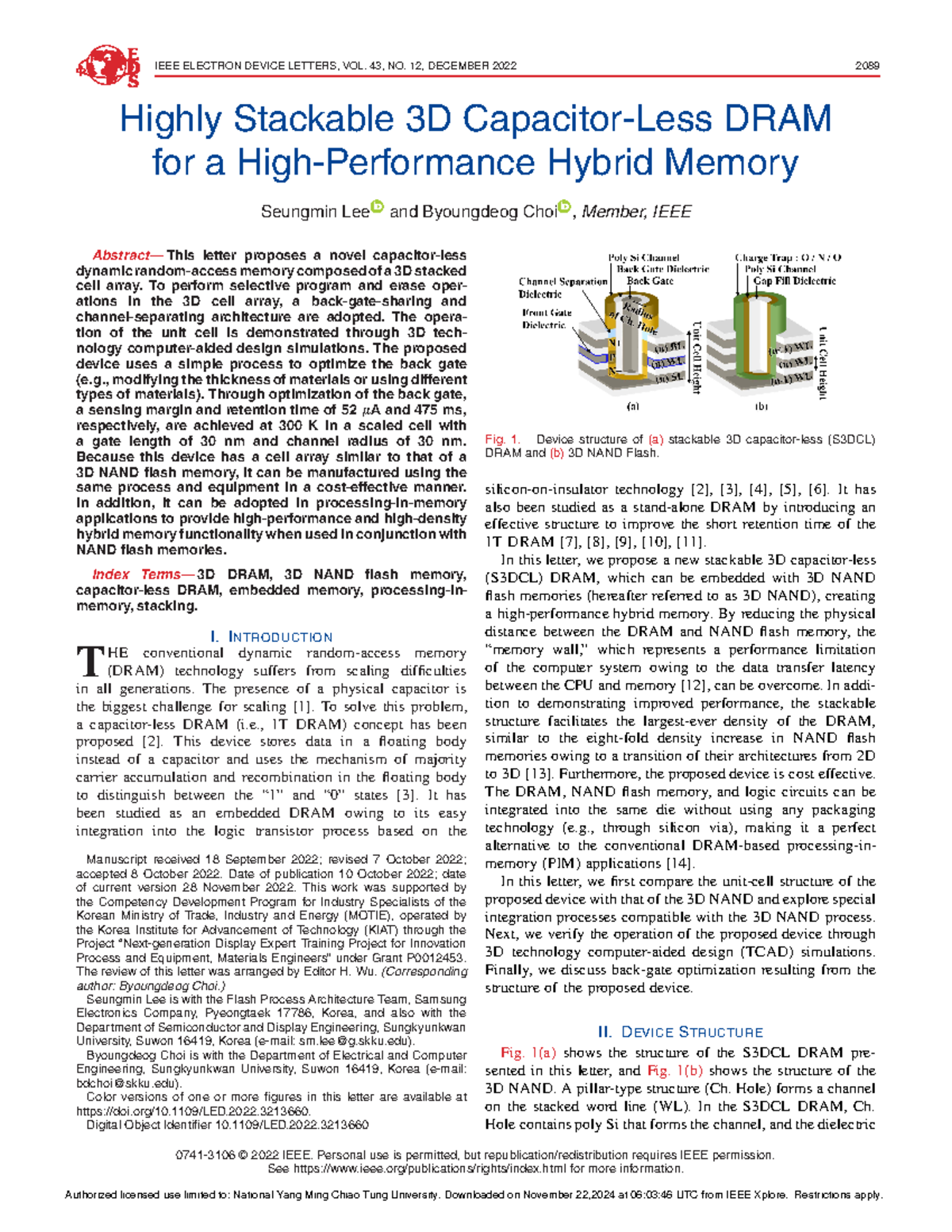 Highly Stackable 3D Capacitor-Less DRAM for a High-Performance Hybrid ...