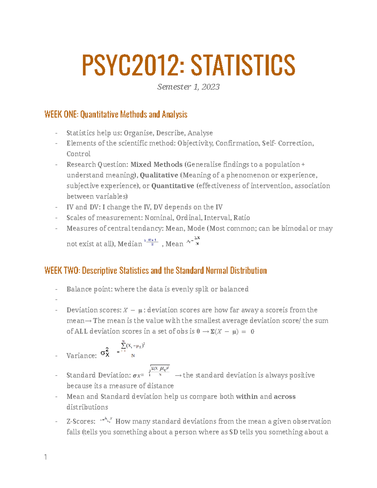 Statistics 2021 - PSYC2012: STATISTICS Semester 1, 2023 WEEK ONE ...