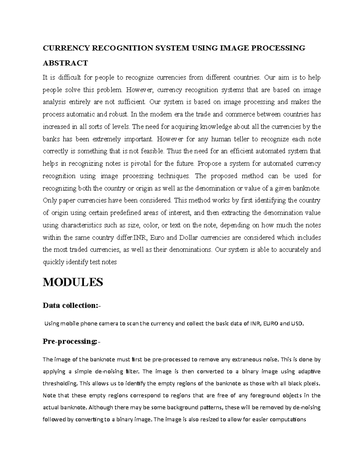 Currency Recognition System Using Image Processing - CURRENCY RECOGNITION SYSTEM USING IMAGE ...