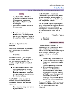 Reliability - Psych Assess Notes - Reliability(5) Sources: Cohen ...