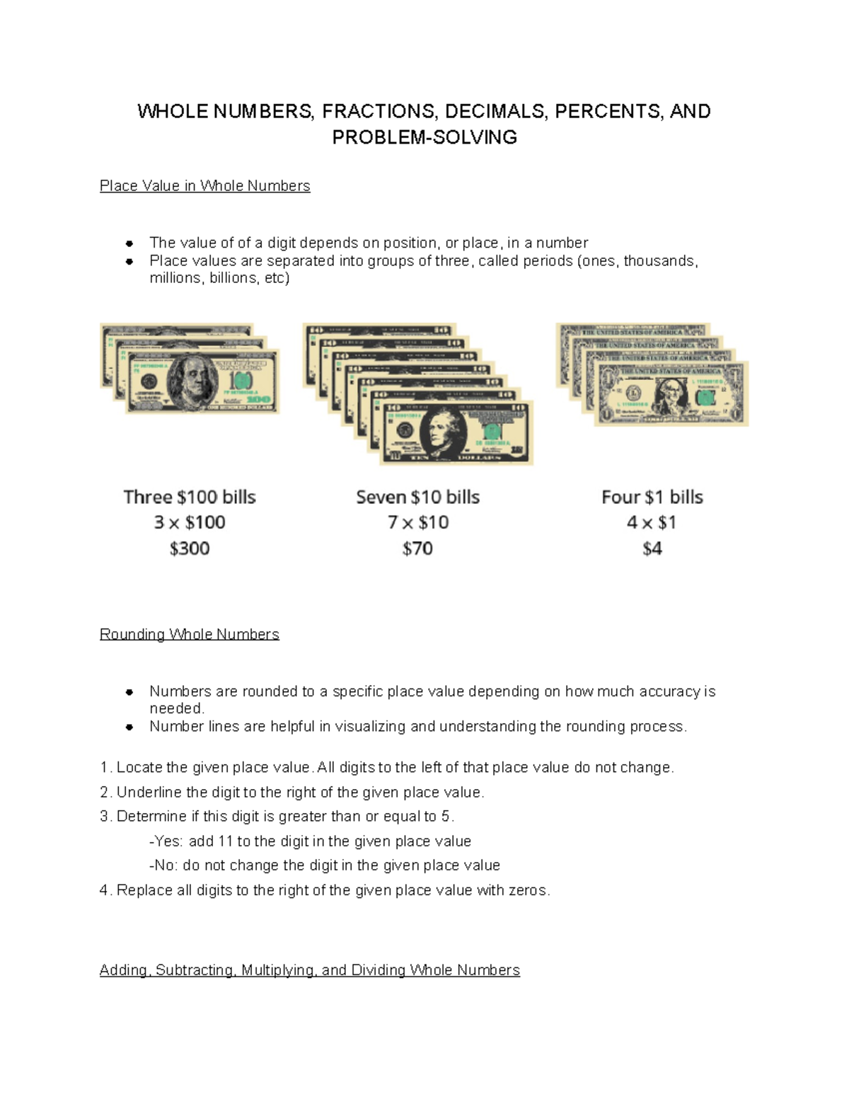 Accounting for Managers Notes 1 - WHOLE NUMBERS, FRACTIONS, DECIMALS ...
