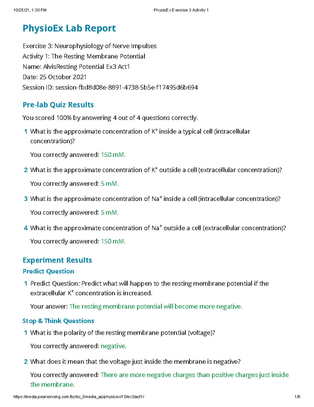 Physio Ex Exercise 3 Activity 1 - PhysioEx Lab Report Exercise 3 ...
