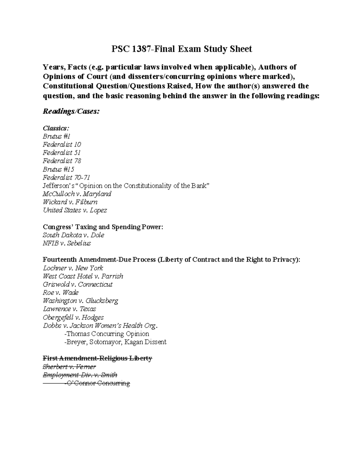 Spring 2024-PSC 1387-Final Exam Study Guide (Updated May 1st) - PSC ...