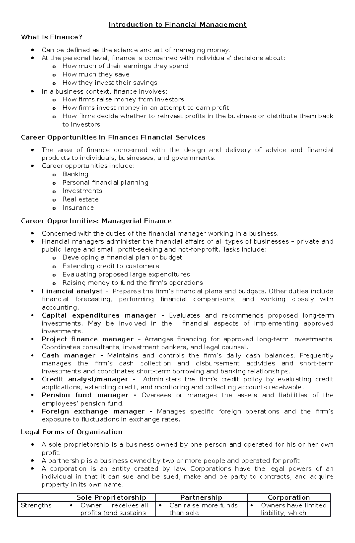 Introduction to Financial Management - At the personal level, finance ...