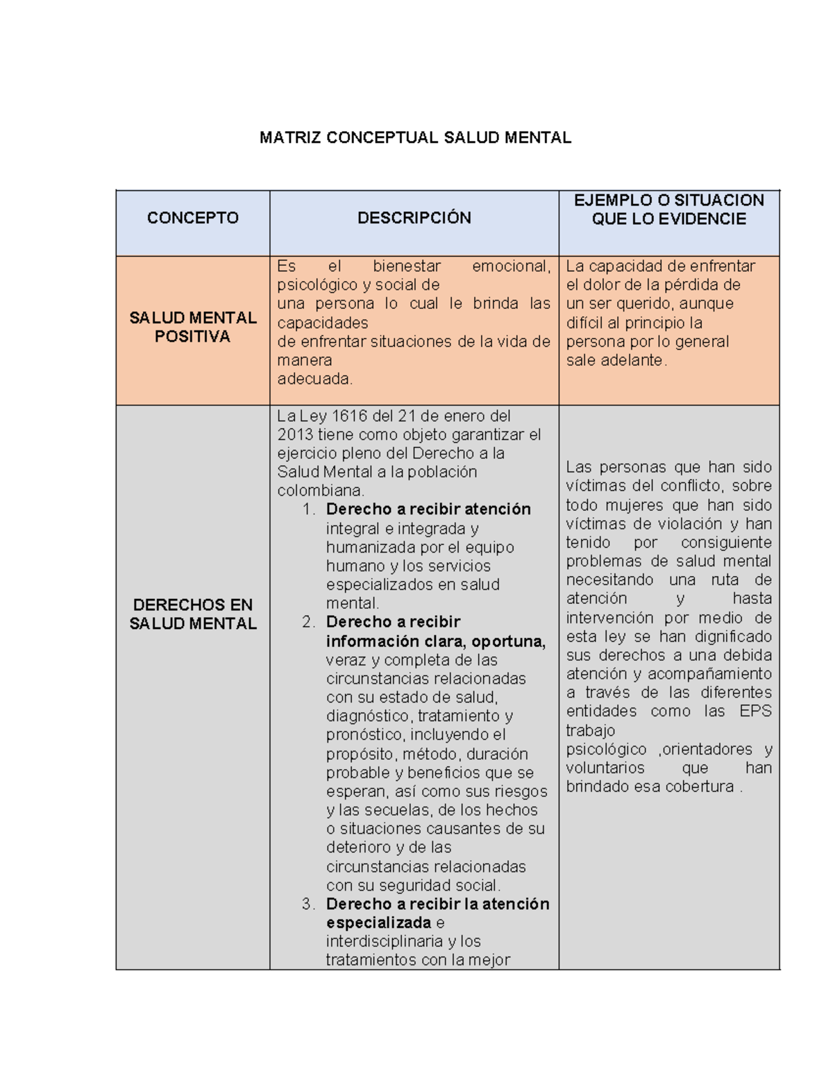 Matriz Conceptual Salud Mental evidencia 1 - MATRIZ CONCEPTUAL SALUD ...