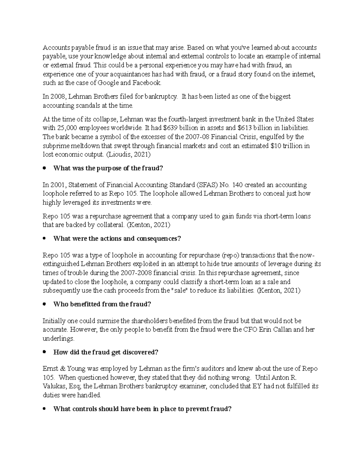 6-1 Discussion Accounts Payable Fraud - Accounts payable fraud is an ...