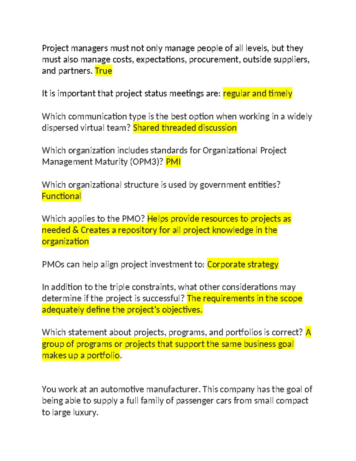 PM Ebook Quizzes - Project managers must not only manage people of all ...