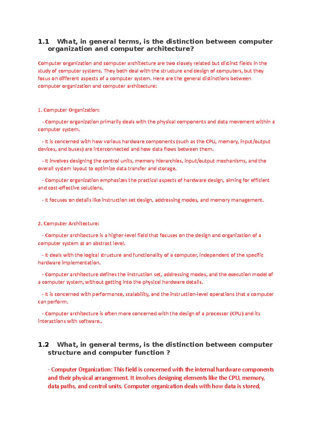 ASM3 - :)) - 1 What, in general terms, is the distinction between computer organization and ...