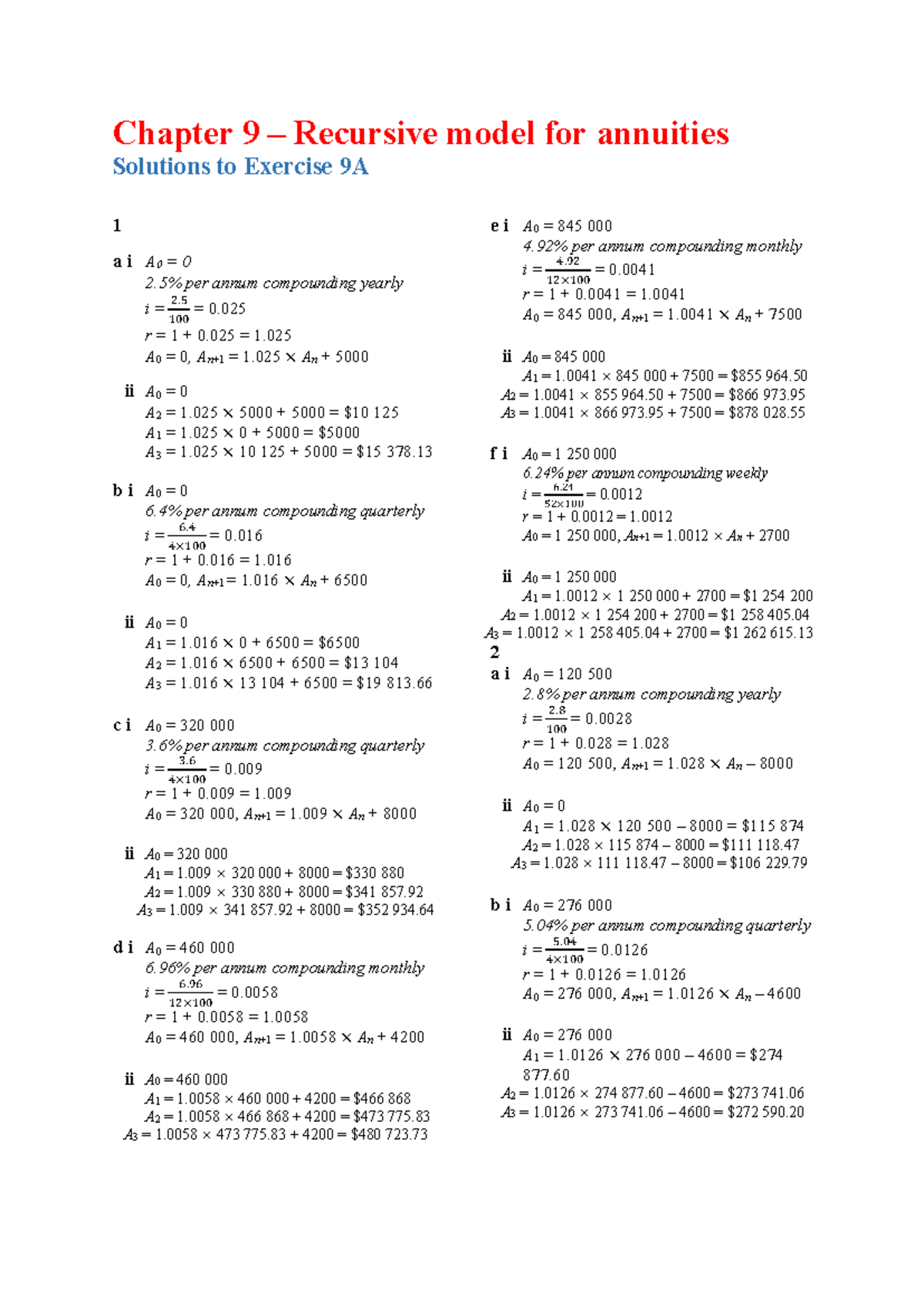 Exercise 9A worked solutions - Chapter 9 – Recursive model for ...