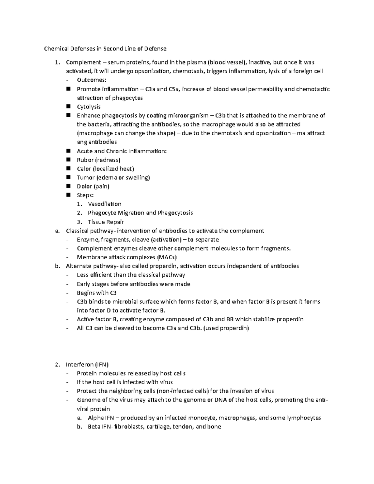 Microbiology - Lesson Discussion - Chemical Defenses in Second Line of ...