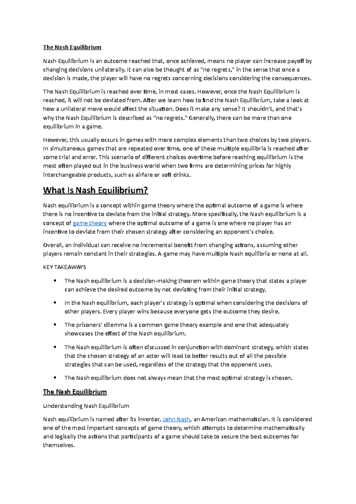 The Nash Equilibrium - It's lecture notes of microeconomics - The Nash ...