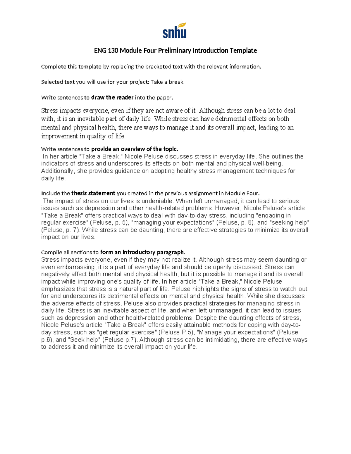 ENG 130 Module Four Preliminary Introduction Template me - Selected ...