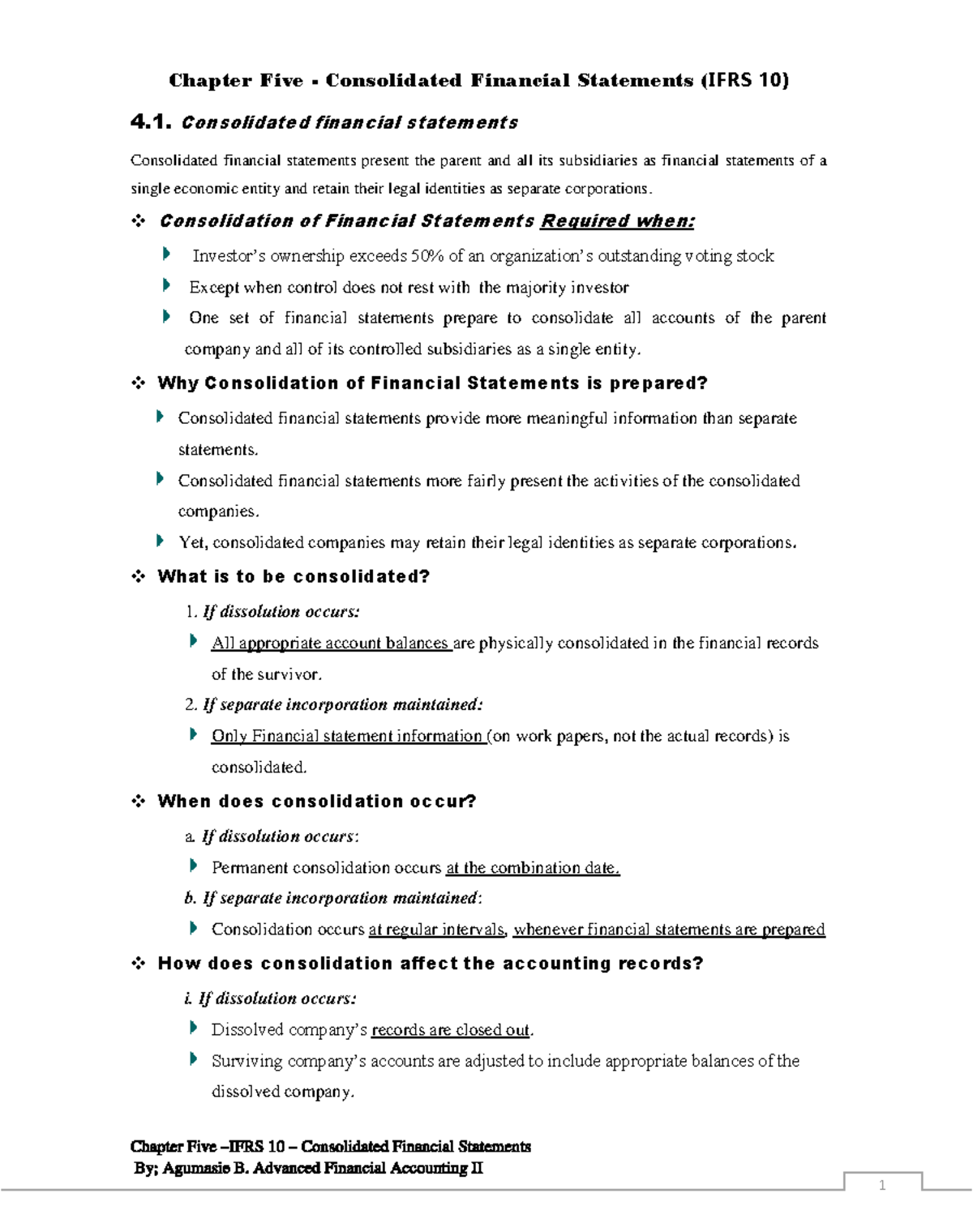 Chapter 5 - IFRS 10- Consolidated financial statements - Chapter Five ...