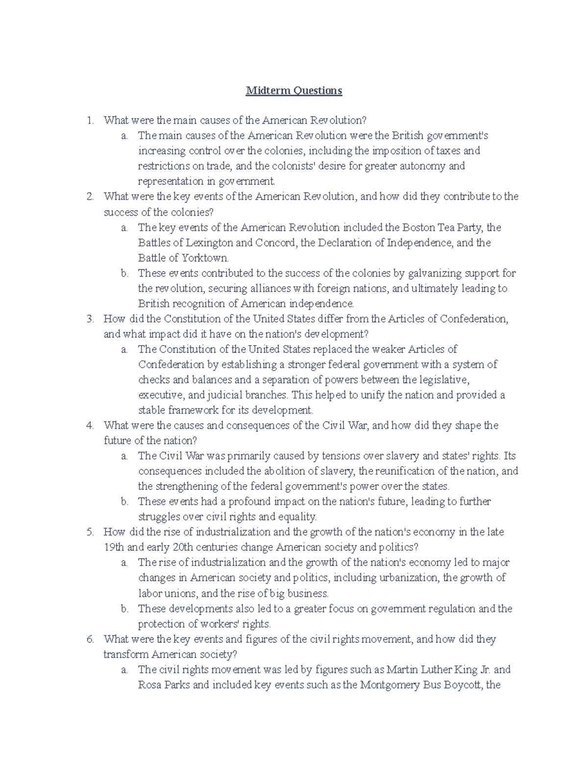 POL102 Exam review sheet - Midterm Questions What were the main causes ...