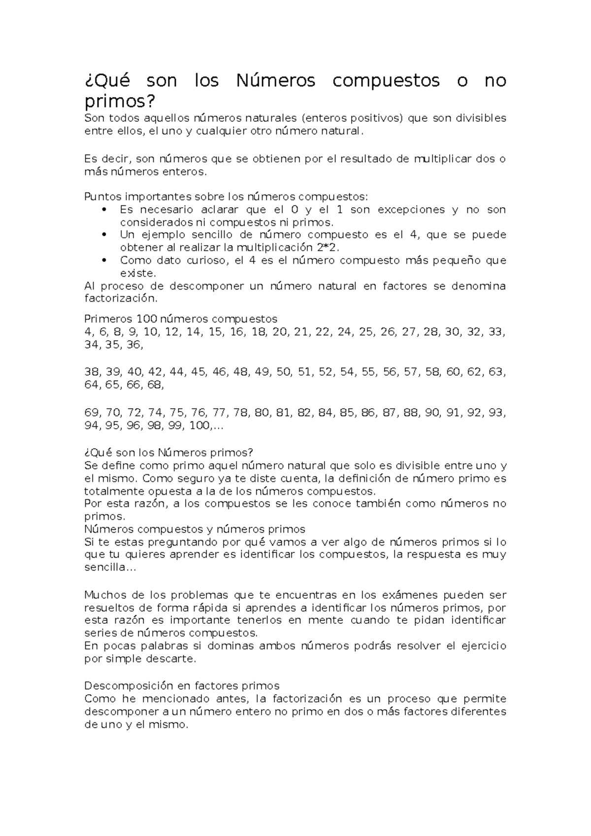 Qué Son Los Números Compuestos O No Primos ¿qué Son Los Números