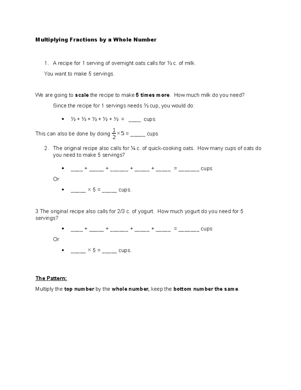 Multiplying and dividing fractions Lesson - Multiplying Fractions by a ...