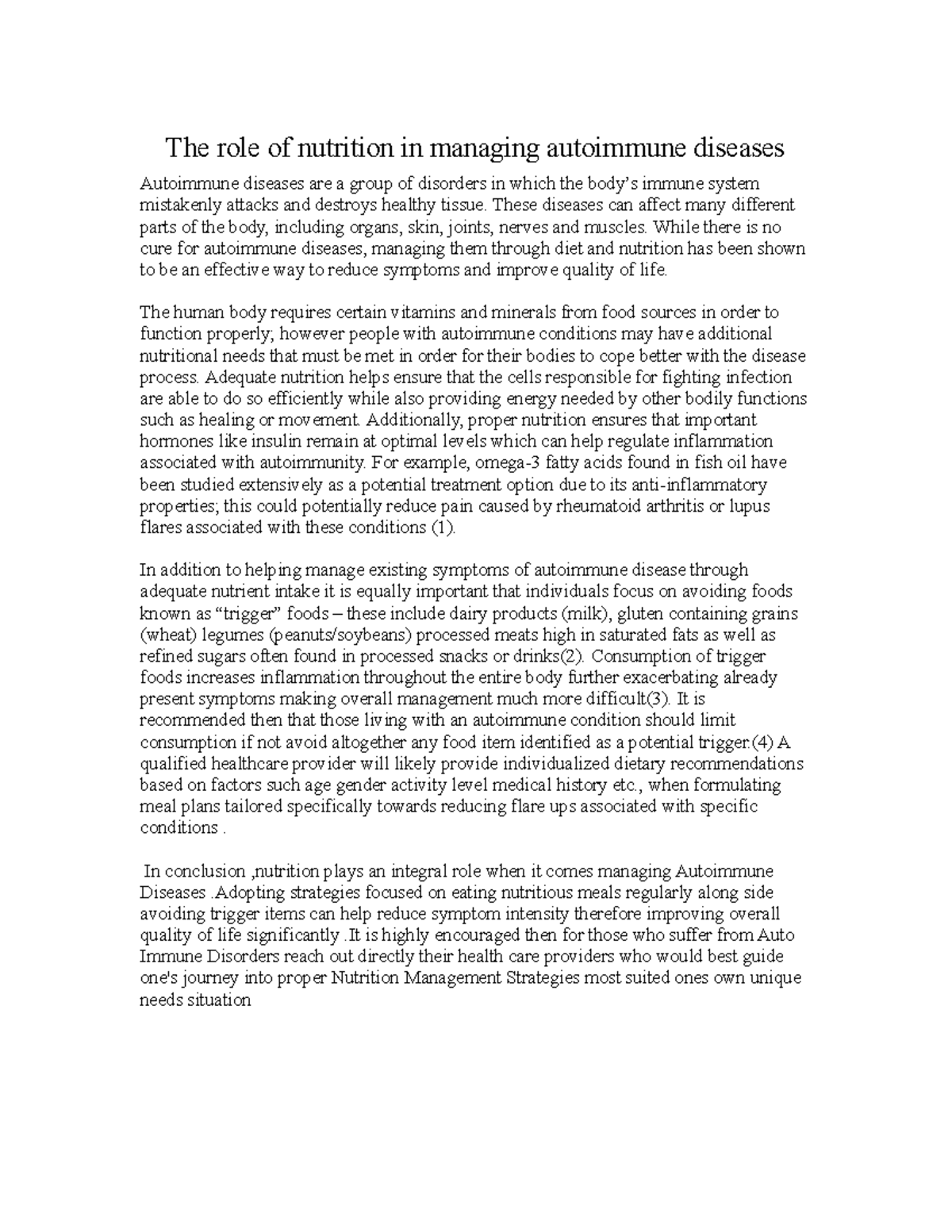 fundamentals of nutrition - The role of nutrition in managing ...