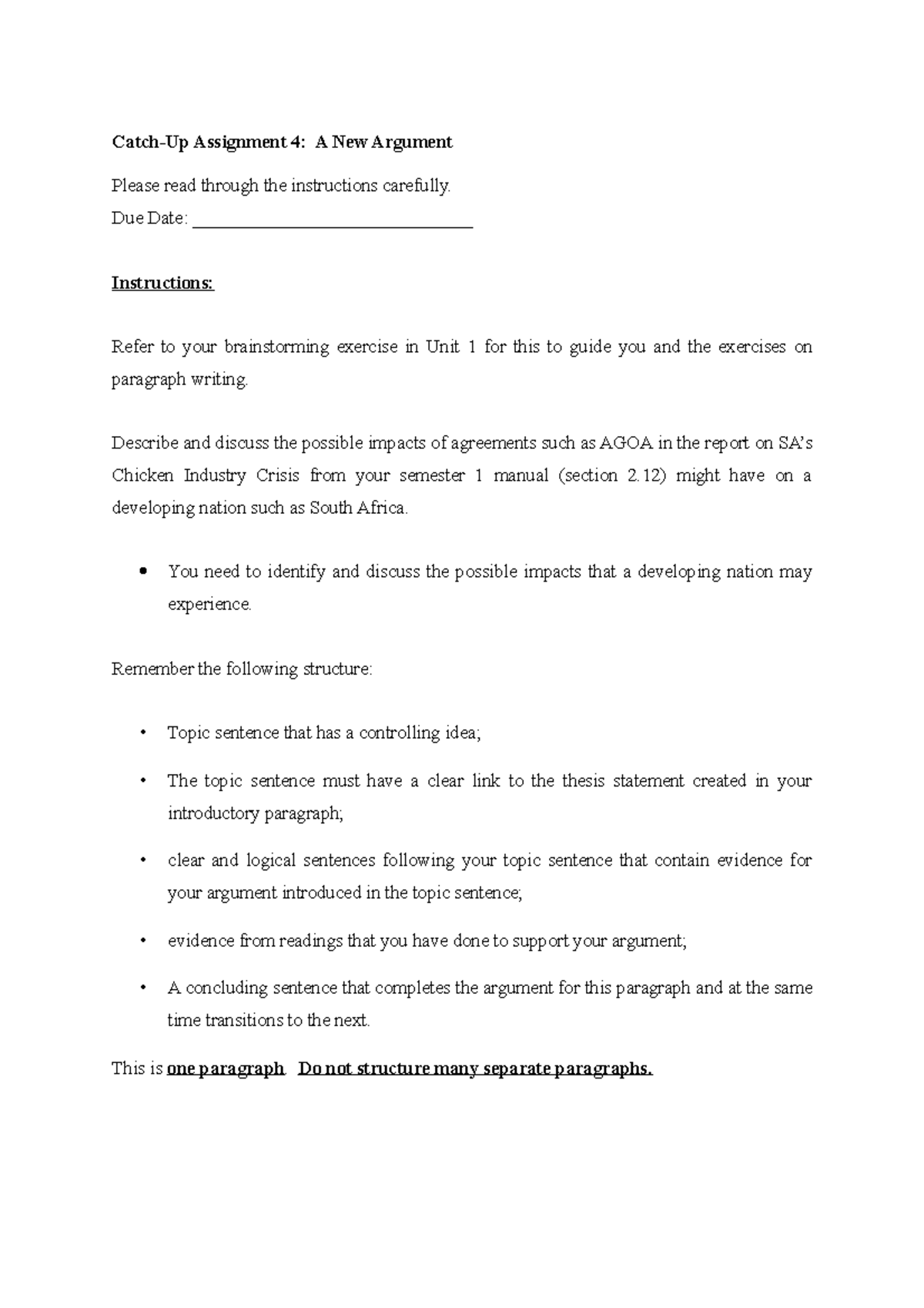 Catch-Up Assignment - it will help first-year students who are new in ...
