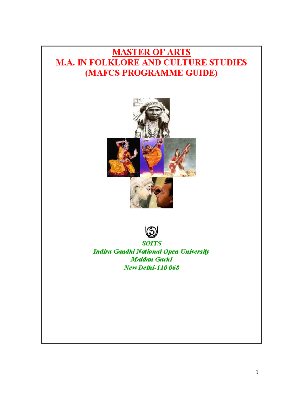 Programme guide Mafcs - MASTER OF ARTS M. IN FOLKLORE AND CULTURE ...