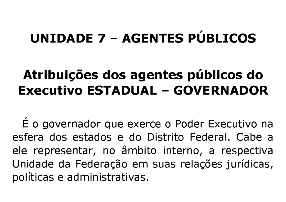 Aula 7 - agentes públicos estaduais e federais legislativo e executivo ...