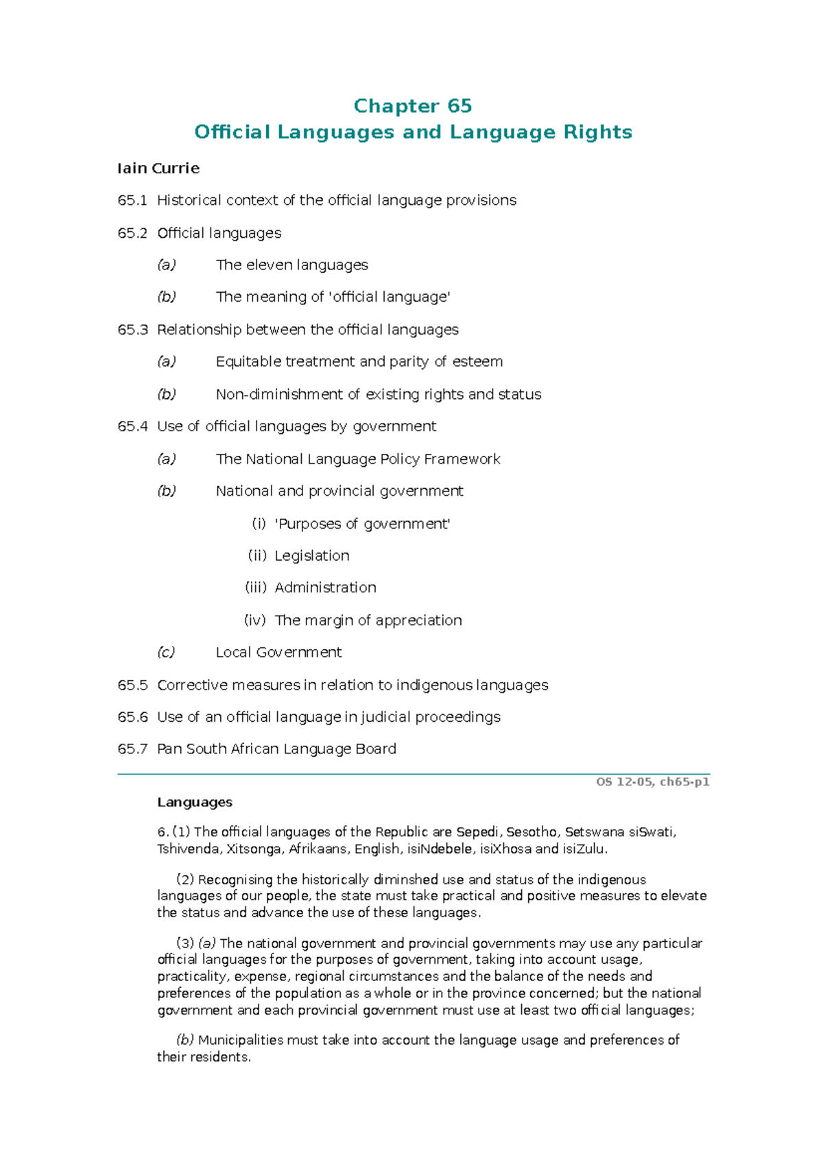 Chap65 Official Languages and Language Rights - Chapter 65 Official ...