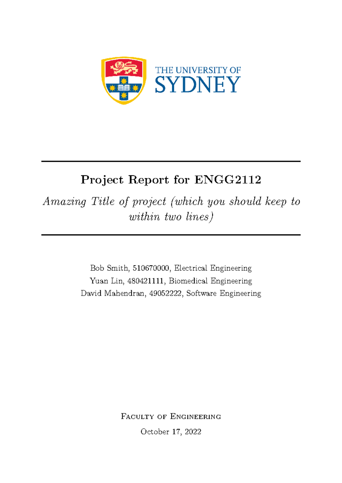 Report-template - Project Report Template - Project Report for ENGG ...