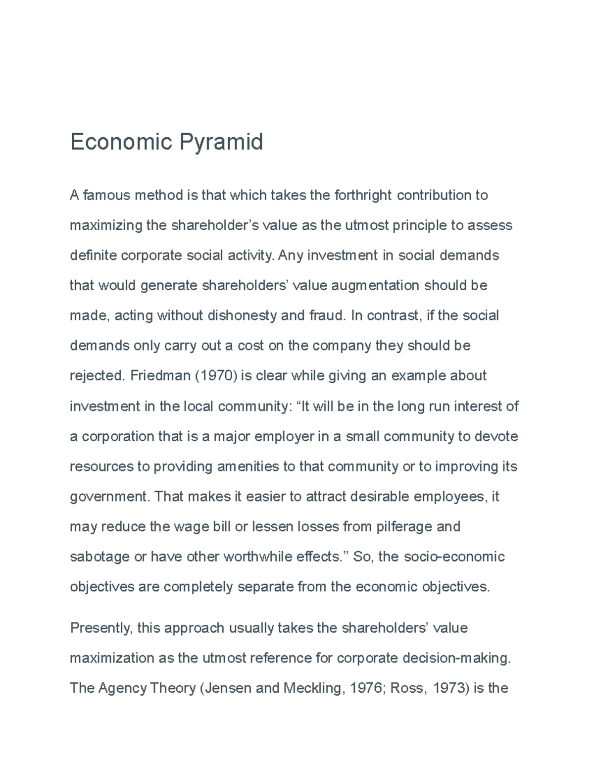 Economic Pyramid - Grade: A+ - Economic Pyramid A famous method is that ...