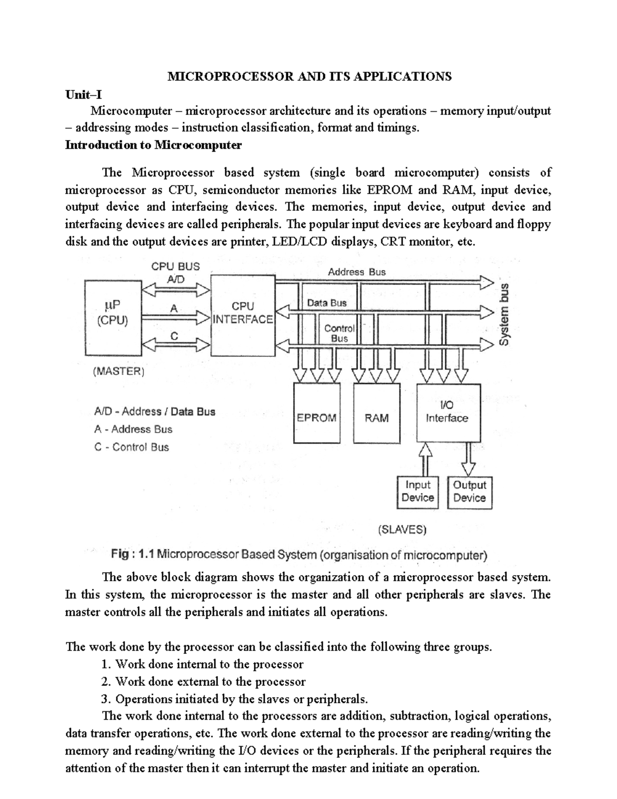 ISET46-Micrroprocessor - MICROPROCESSOR AND ITS APPLICATIONS Unit–I Microcomputer ...