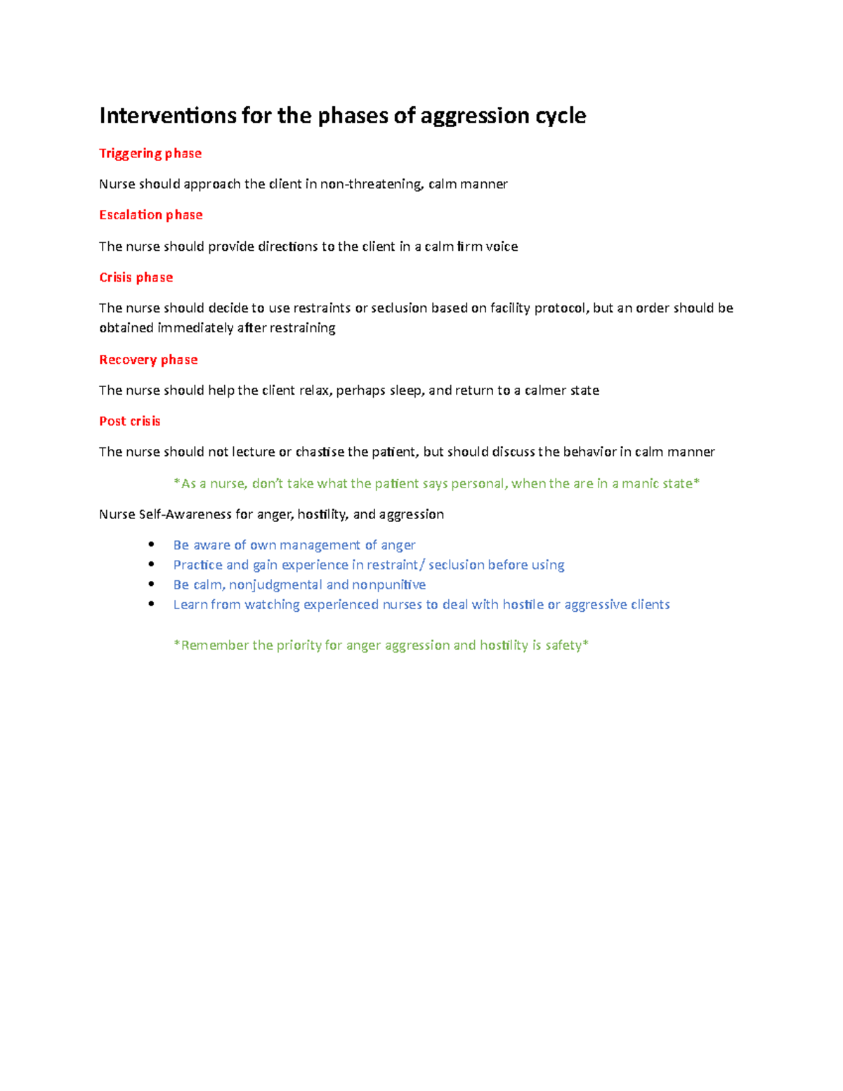 Phases of aggression - Studocu