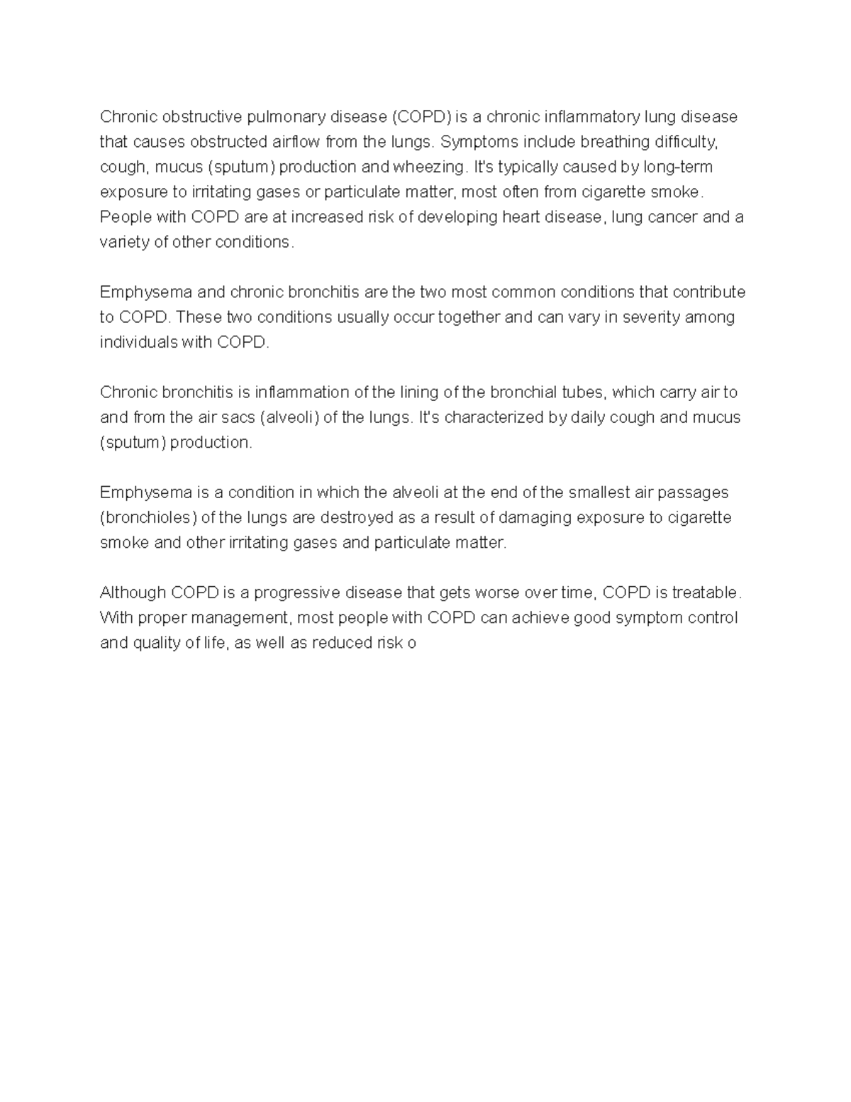 COPD - Nursing Med surg assignment.Gived detailed info about the health ...