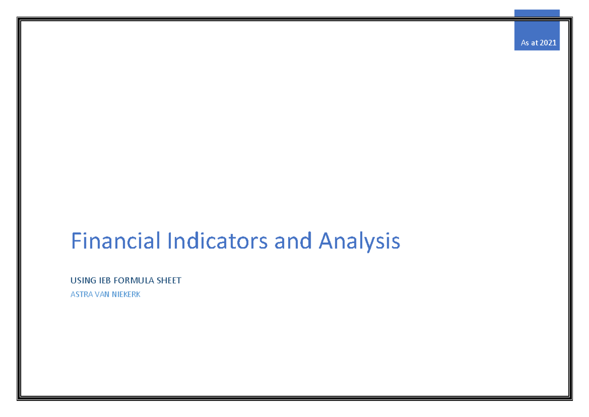 714935256 pdf Financial Analysis Ratios and Interpretation - As at 2021 Financial Indicators and ...