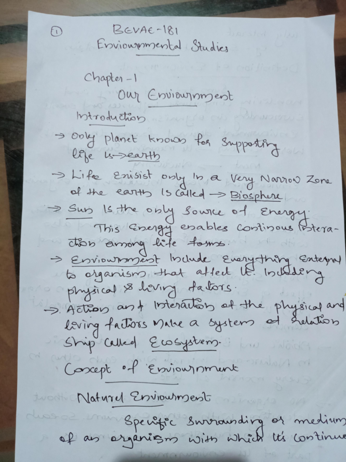 BEVAE181- Block 1 - Based on environment - Environmental studies ...