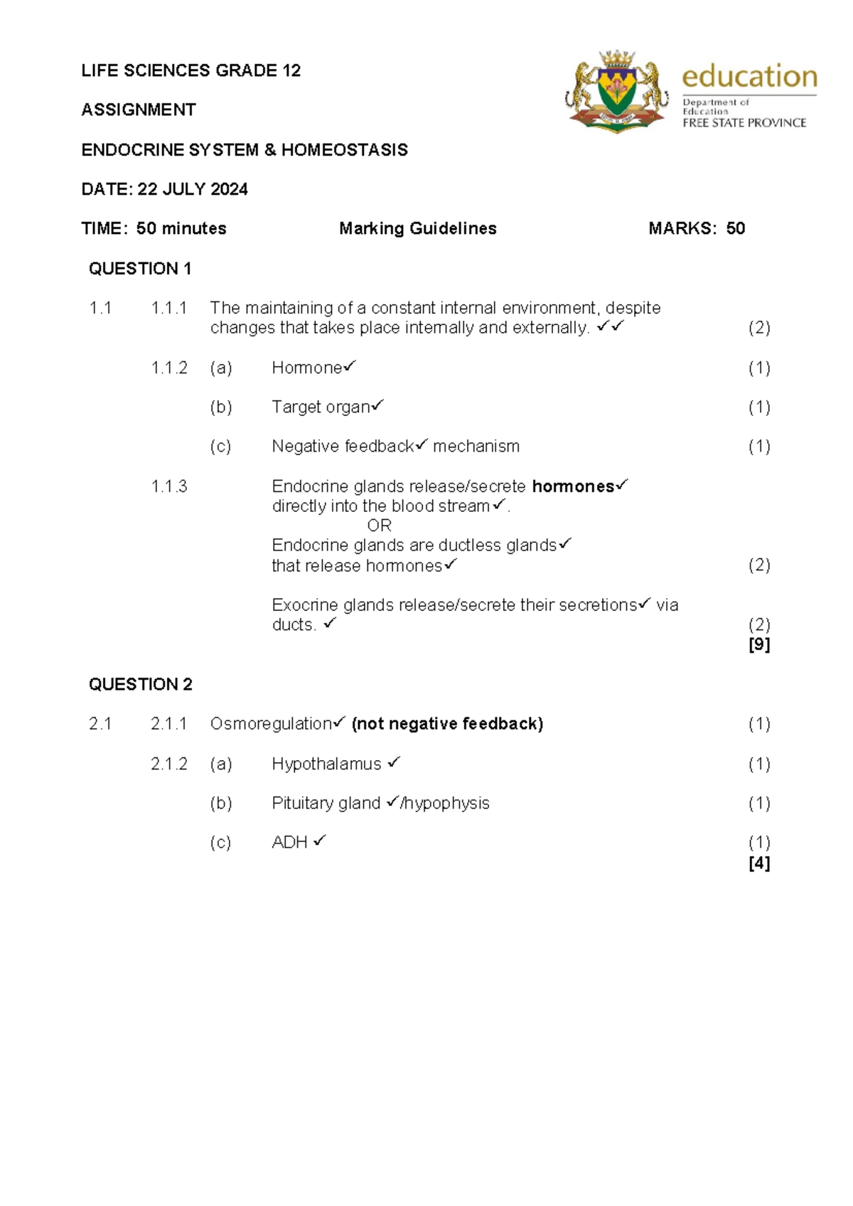 LS Gr 12 Assignment MG - Work hard - LIFE SCIENCES GRADE 12 ASSIGNMENT ...