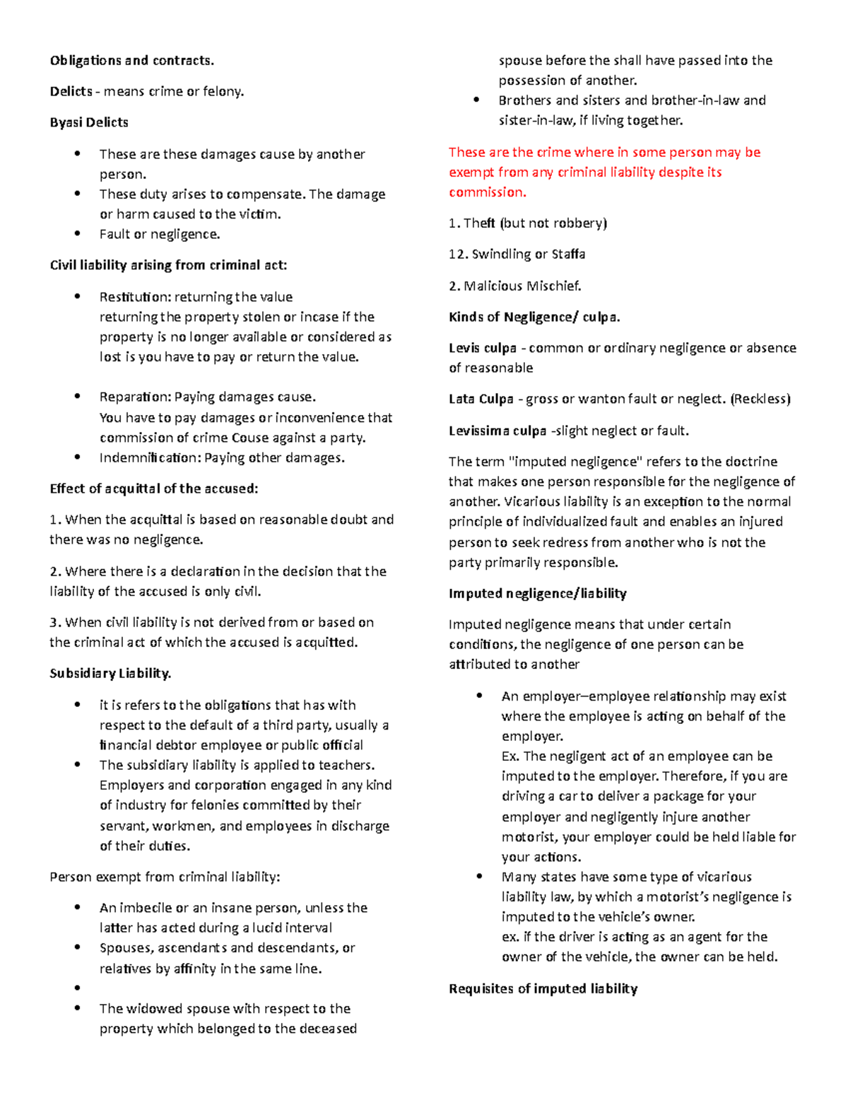 Obligations-and-contracts - Obligations and contracts. Delicts - means ...