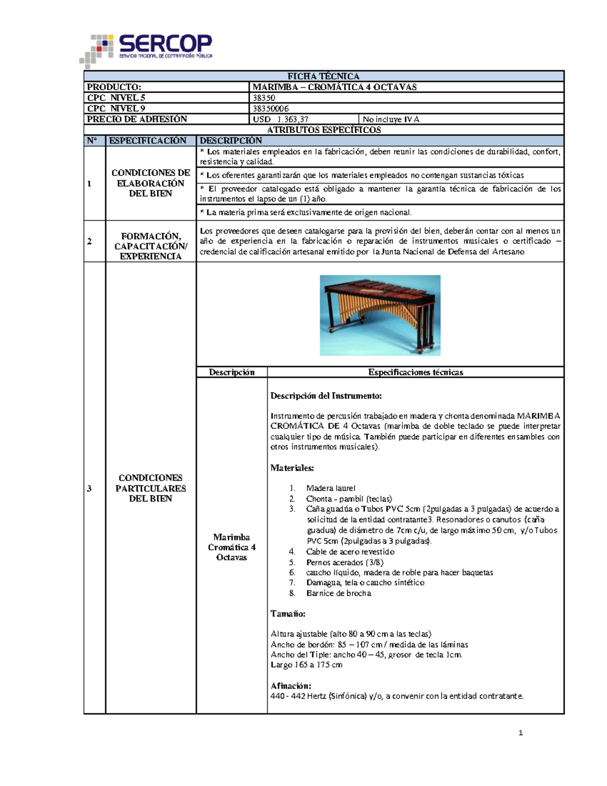 Final - Música de marimba - FICHA TÉCNICA PRODUCTO: MARIMBA – CROMÁTICA ...