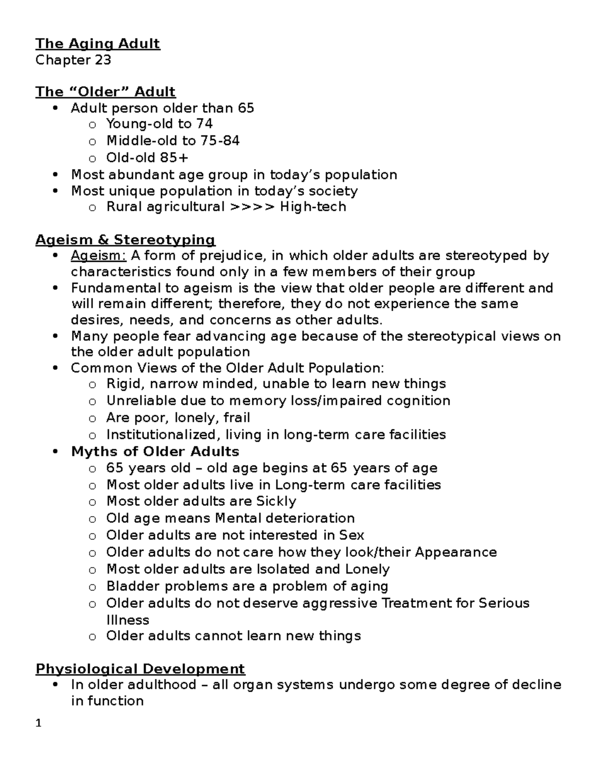 Aging Adult Death and Dying Notes - The Aging Adult Chapter 23 The ...