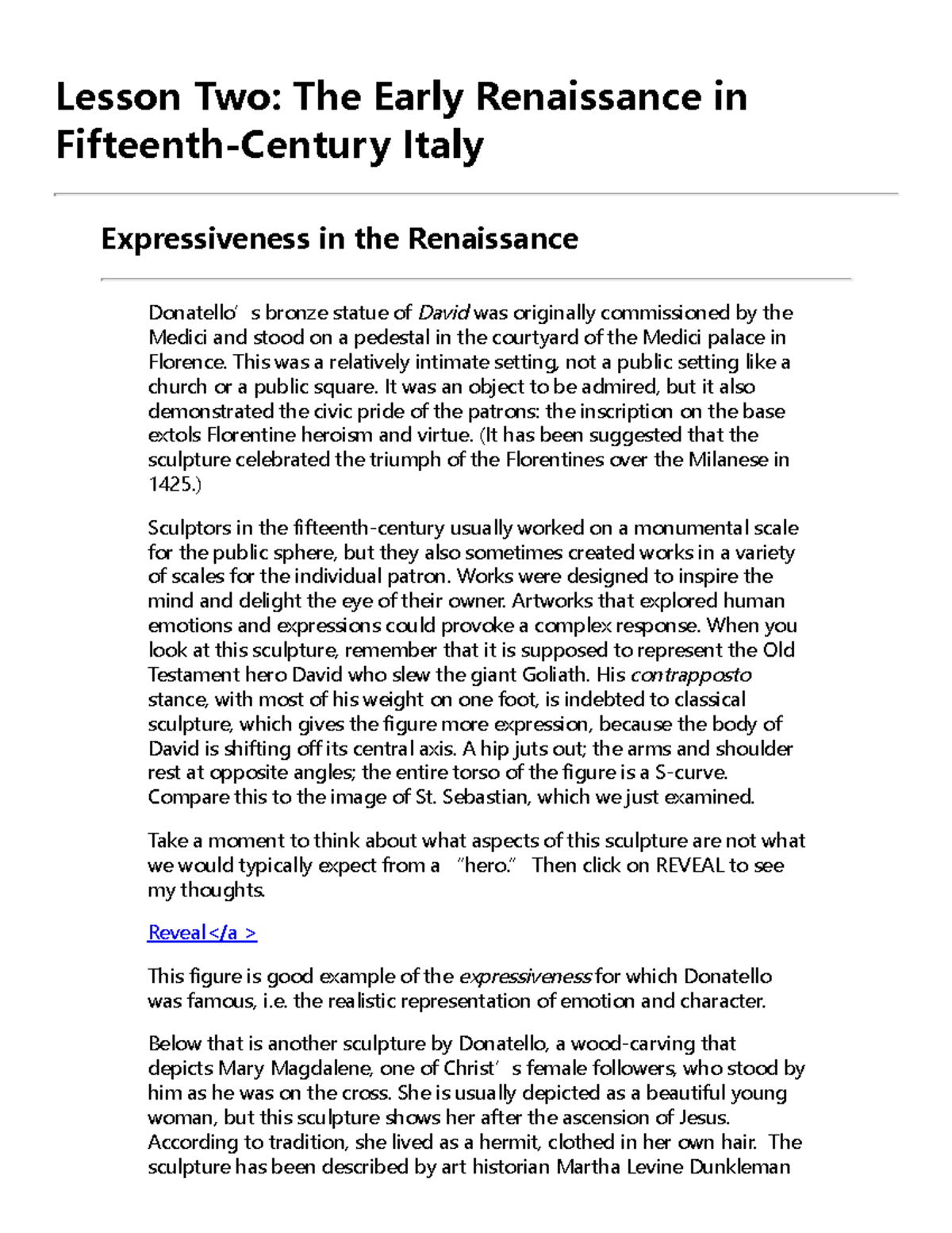 Expressiveness in the Renaissance - HI 129 - WLU - Studocu